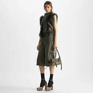 Fendi Baguette® 26424 Khaki Green Canvas Bag With Stencil Print
